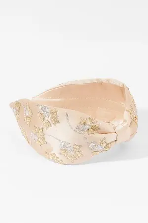 HAIR DRAMA CO Champagne Bloom Embroidered Headband