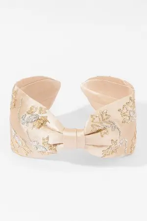 HAIR DRAMA CO Champagne Bloom Embroidered Headband