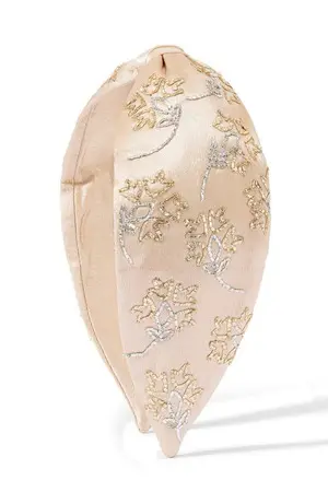 HAIR DRAMA CO. Champagne Bloom Embroidered Headband - Blue