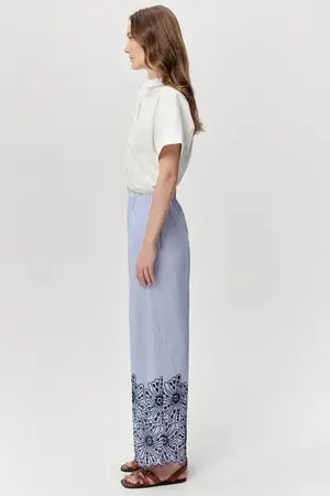 EXQUISE Abrial Elastic Waist Straight Leg Pants