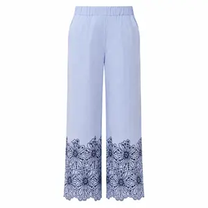 EXQUISE Embroidered Wide Leg Pants