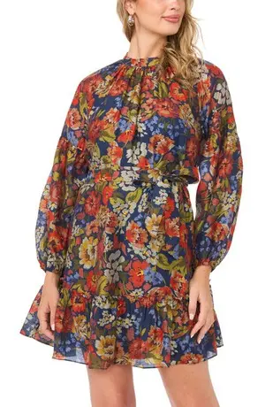 Vince Camuto Floral Long Sleeve Mini Dress