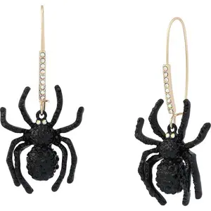 Betsey Johnson Spider Drop Earrings - Black
