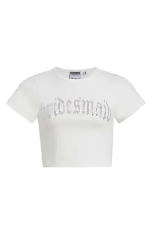 BRIDEMERCH Bridesmaid Rhinestone Baby Tee - White