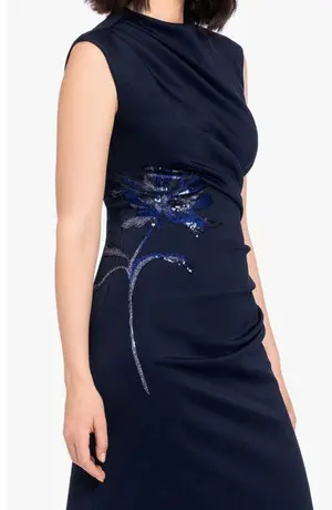 Betsy & Adam Sequin Appliqué Scuba Gown