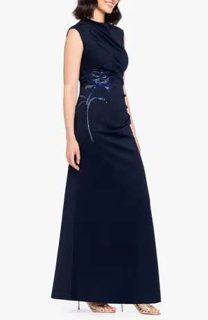 Betsy & Adam Sequin Appliqué Scuba Gown