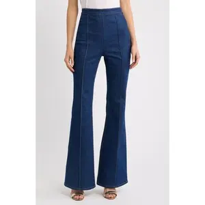 NADINE MERABI Flared Jeans With Pintuck Detail - Blue