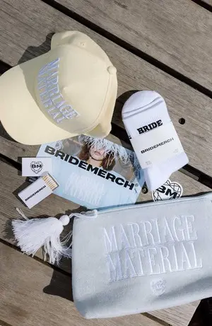 BRIDEMERCH Brademerch Marriage Material™ Collection Terry Cloth Beach Tote