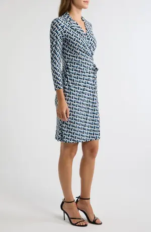 Anne Klein Geometric Print Wrap Dress
