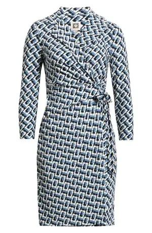 Anne Klein Geometric Print Wrap Dress