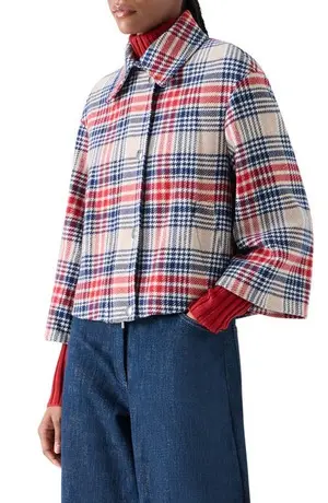 Akris Plaid Tweed Crop Jacket