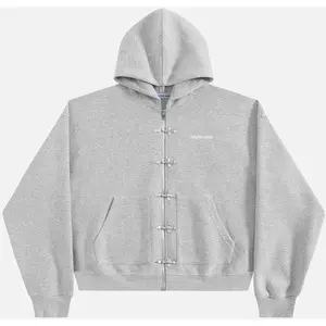AELFRIC EDEN Boxy Metal Toggle-zip Up Hoodie - Grey