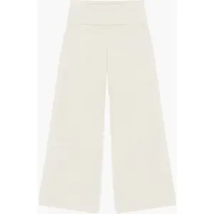 ODDLI Wide Leg Pants With Fold Over Waistband - Cream