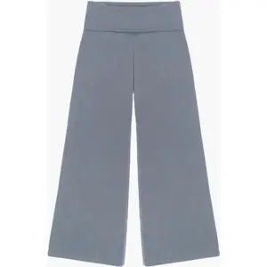 ODDLI Wide Leg Pants With Fold Over Waistband - Light Blue