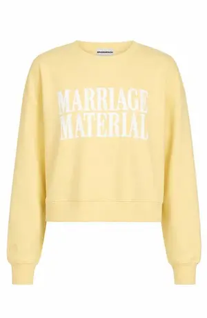 BRIDEMERCH Marriage Material Collection Crop Crew Sweatshirt - Yellow