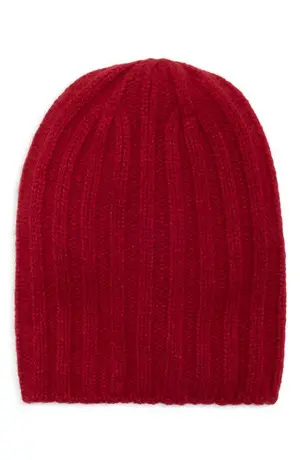 Johnstons Of Elgin Cashmere & Silk Rib Beanie - Cloud Rouge He4389