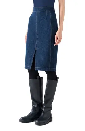 Akris High Waist Denim Pencil Skirt