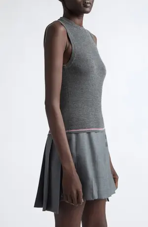 Thom Browne Merino Wool Rib Sweater Vest - Medium Grey
