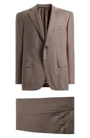 Canali Siena Regular Fit Windowpane Check Wool Twill Suit