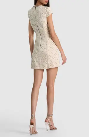 Alice + Olivia Cade Embellished Cap Sleeve Mini Dress