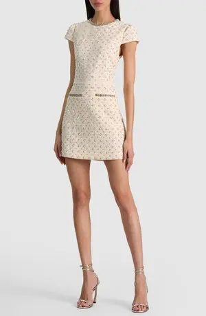Alice + Olivia Cade Embellished Cap Sleeve Mini Dress