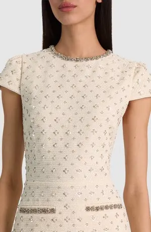 Alice + Olivia Cade Embellished Cap Sleeve Mini Dress