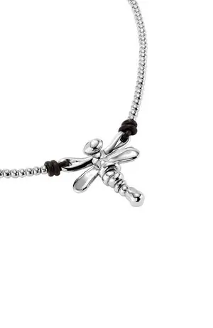 UNODE50 Sterling Plated Short Necklace With Dragonfly Motif