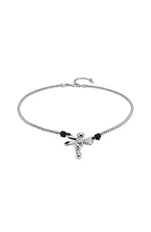 UNODE50 Sterling Plated Short Necklace With Dragonfly Motif