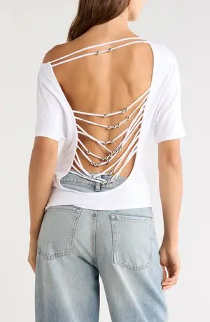 JADED LONDON Beaded Backless Jersey Top