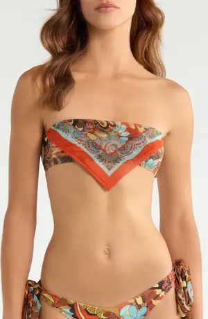 JADED LONDON Scarf Print Bikini Top - Orange