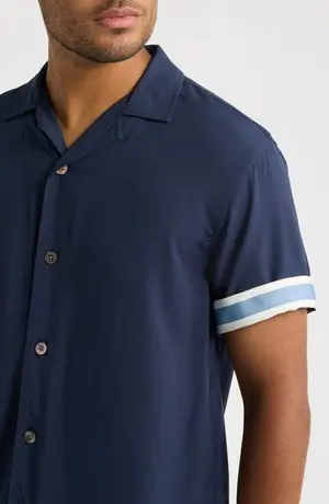 CHE Valbonne Boxy Fit Solid Camp Shirt - Navy- 12