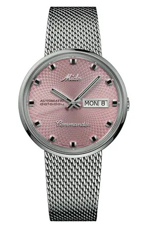 MIDO Commander 1959 Automatic Mesh Strap Watch - Pink