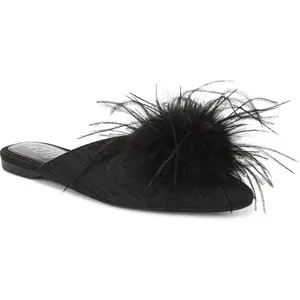 Sam Edelman Feather Embellished Jacquard Mule - Black