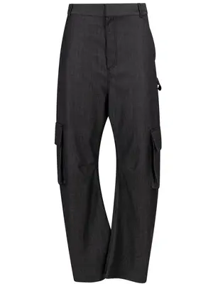 Balenciaga Cargo Wool Pants With Tapered Leg - Blue