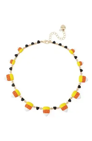 Betsey Johnson Candy Corn Frontal Necklace - Orange