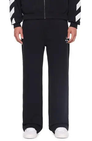 L/AB C/O OFF-WHITE Diagonal Stripe Logo Cotton French Terry Sweatpants - Black