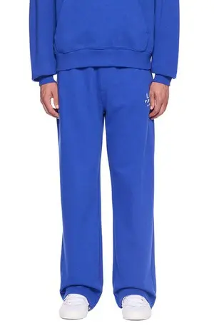 L/AB C/O OFF-WHITE Diagonal Stripe Logo Cotton French Terry Sweatpants - Blue
