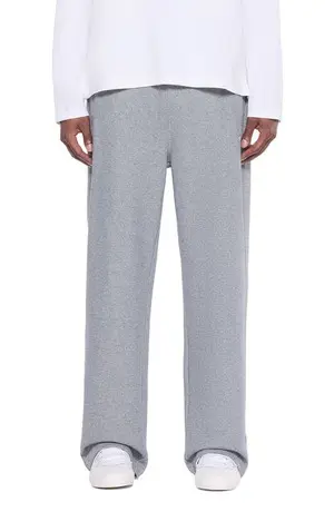 L/AB C/O OFF-WHITE Diagonal Stripe Logo Cotton French Terry Sweatpants - Heather Grey