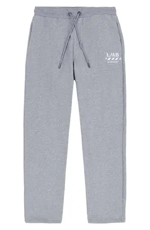 L/AB C/O OFF-WHITE Diagonal Stripe Logo Cotton French Terry Sweatpants - Heather Grey