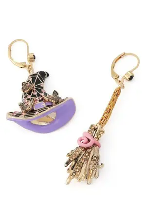 Betsey Johnson Broomstick Leverback Drop Earrings