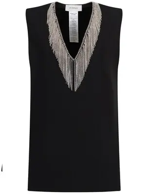 Sportmax Sleeveless Top With Rhinestones - Black