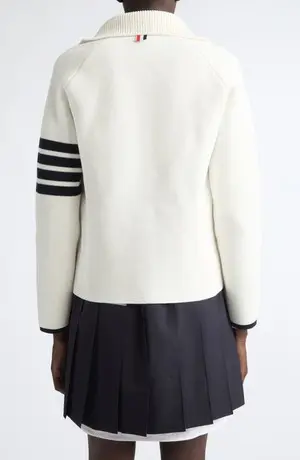 Thom Browne Double Face Pique Stitch Cardigan - White