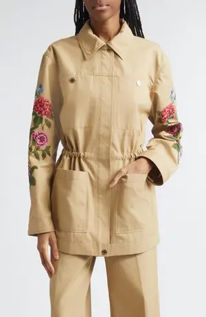 Carolina Herrera Embroidered Floral Jacket - Birch