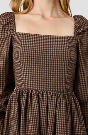 French Connection Diana Gingham Balloon Sleeve Dress