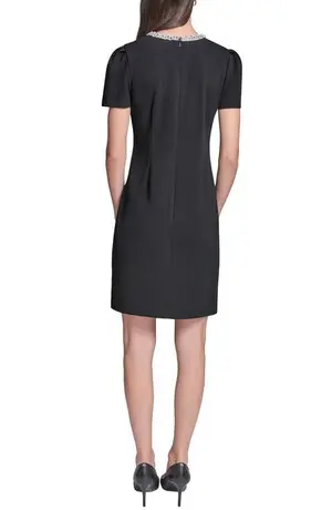 Karl Lagerfeld Pearl Embellished Sheath Dress