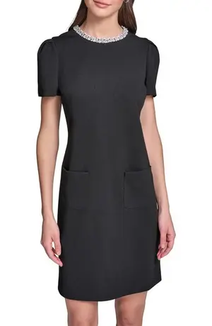 Karl Lagerfeld Pearl Embellished Sheath Dress
