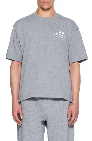 L/AB OFF-WHITE Diagonal Stripe Logo Graphic T-shirt - Heather Grey