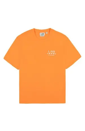 L/AB OFF-WHITE Diagonal Stripe Logo Graphic T-shirt - Orange Tiger