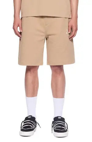 L/AB C/O OFF-WHITE Off- Diagonal Logo Cotton French Terry Sweat Shorts - Cornstalk