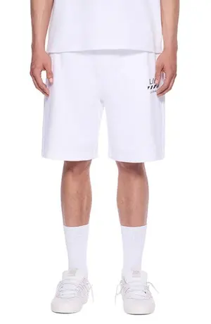 L/AB OFF-WHITE Diagonal Logo Cotton French Terry Sweat Shorts - White